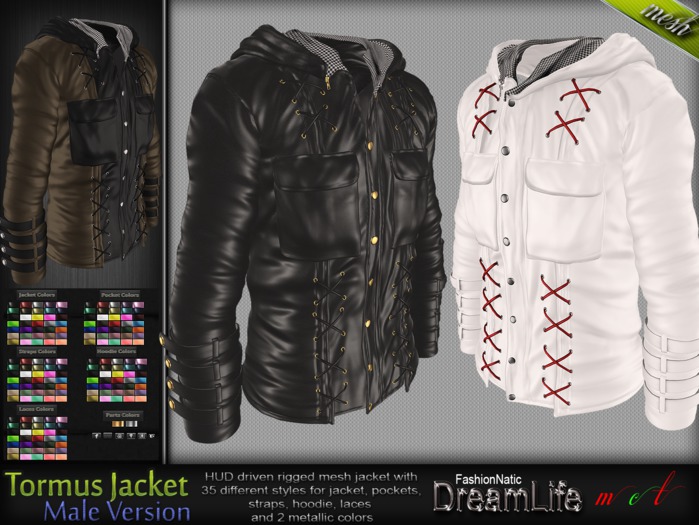 Second Life Marketplace - MESH Tormus Male Jacket * Rigged (HUD Driven ...