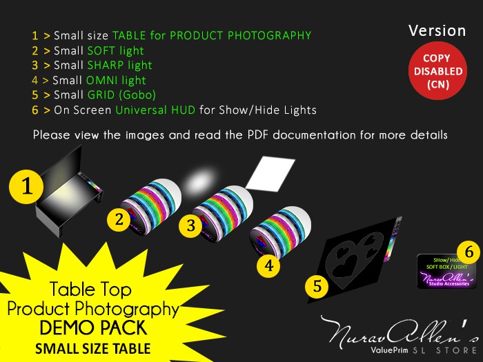 Second Life Marketplace - DEMO SMALL Size Table for Product Photography ...
