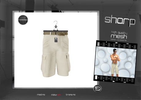 Second Life Marketplace - sharp by [ZD] - MESH - "Angus" Cargo Shorts