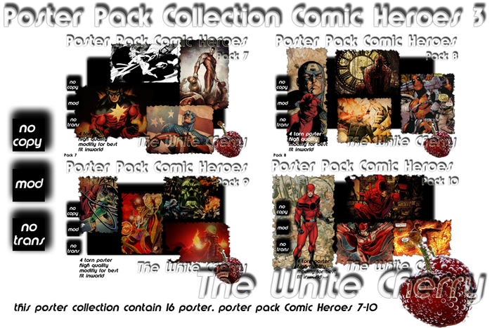 Second Life Marketplace - [TWC] Poster Pack - Mega Pack Heroes 3 (boxed)