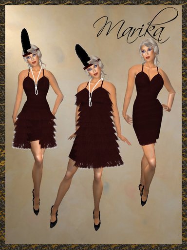 Second Life Marketplace - *Goddess* Marika Flapper costume in Red Wine