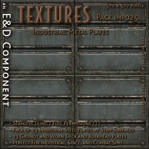 Second Life Marketplace - [IMP025] 13 Grungy Industrial Steel Plate ...