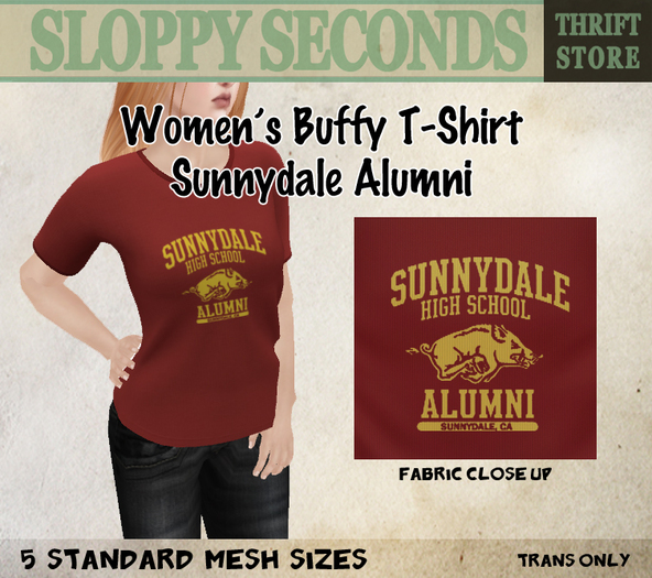 Second Life Marketplace - Sloppy Seconds Women's Buffy T-Shirt ...