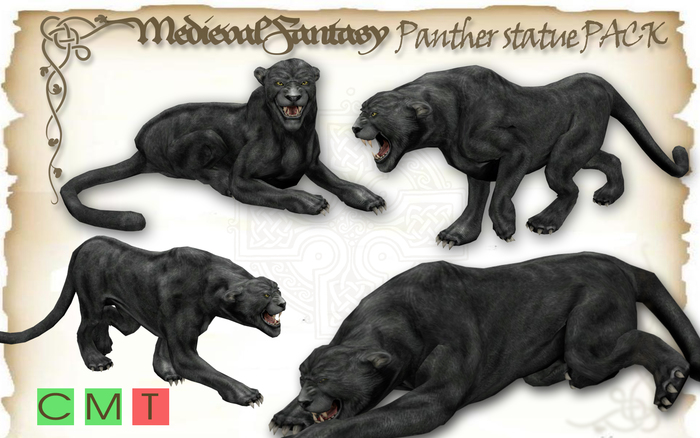 Second Life Marketplace - [MF] Mesh Panther statue FULL PACKAGE (boxed)