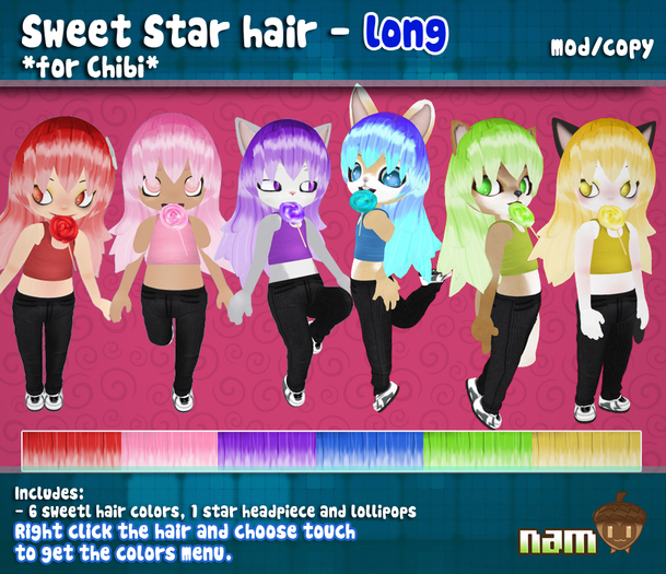 Second Life Marketplace - *NAM* Sweet Star hair - long