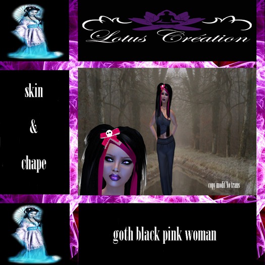 Second Life Marketplace - skin shape goth black pink woman