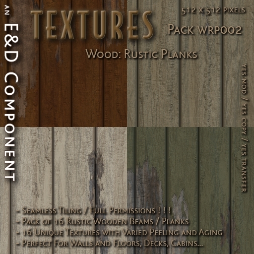 Second Life Marketplace - [WRP002] 16 Rustic Wooden Beams / Planks ...