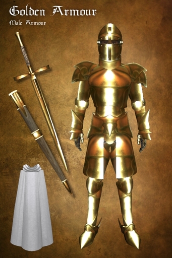 Second Life Marketplace - Avalon Knight - Golden Armour (male)