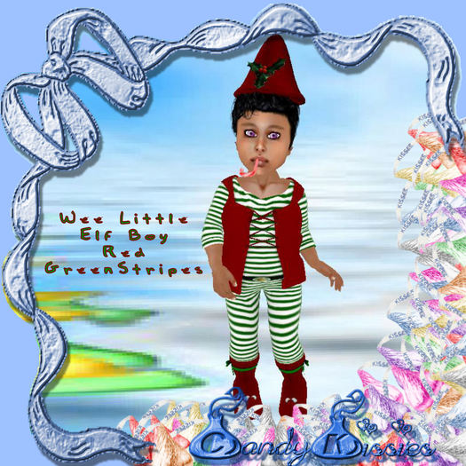 Second Life Marketplace - Wee Little Elf Boy Red GreenStripes (Boxed)