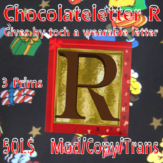 Second Life Marketplace - Chocoladeletter R (MN)(Box)