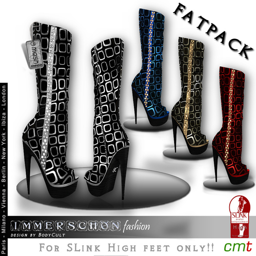 Second Life Marketplace - BodyCult MESH Studded Boots Cube Fatpack FREE