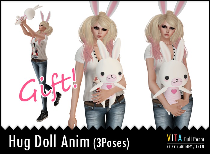 Second Life Marketplace - [gift/full perm] Hug Doll Anim (3poses)