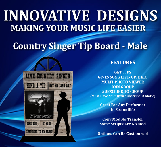 Second Life Marketplace - Country Singer Tip Board - Male