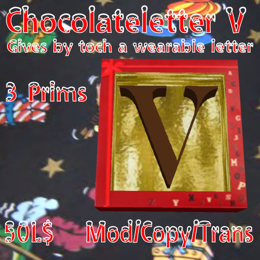 Second Life Marketplace - Chocoladeletter V (MN)(Box)