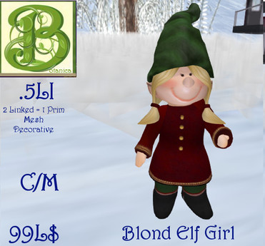 Second Life Marketplace - Blond Headed Girl Elf Decoration,.5LI, 1LI ...