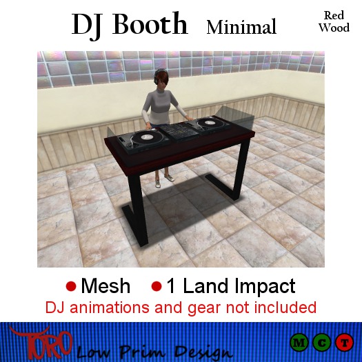 Second Life Marketplace - Toro DJ Booth-Minimal (Red Wood)