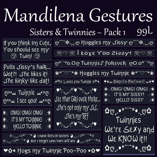 Second Life Marketplace - Mandilena Gestures - Sisters/Twinnies - Pack 1