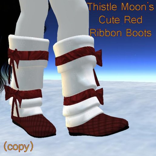 Second Life Marketplace - :TMD: Cute Red Ribbon Winter Boots
