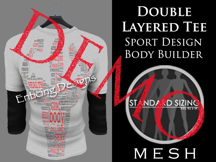 Second Life Marketplace - *ED DEMO Mens Mesh Double Layered Style Tee ...