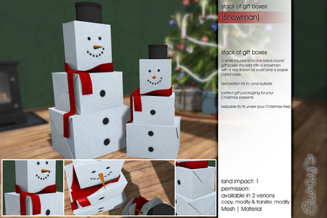 Second Life Marketplace - Sway's [Snowman] stack of gift boxes . copy