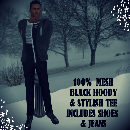 Second Life Marketplace Trollis Open Black Hoody And Stylish Button