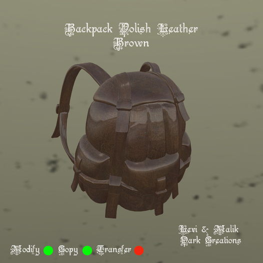 Second Life Marketplace - Backpack Polish Leather Brown