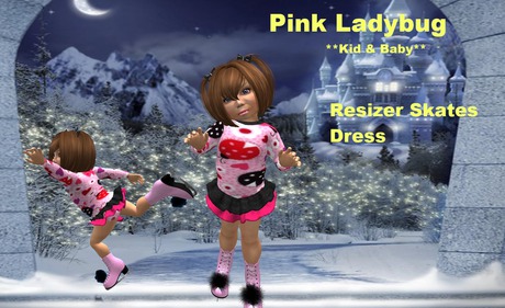 Second Life Marketplace - Pink Ladybug skater Outfit toddledoo girl ice ...