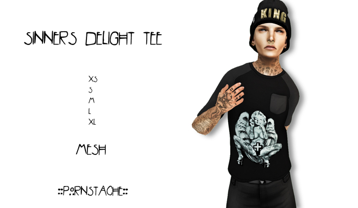 Second Life Marketplace - ::Pornstache:: Sinner's Delight Tee