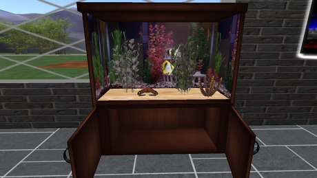 Second Life Marketplace - Walnut Fish Tank Cabinet
