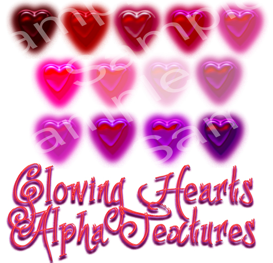 Second Life Marketplace - 13 Glossy Glowing Hearts Alpha Textures ...