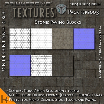 Second Life Marketplace - [kSPB003] 1024px Seamless Stone Tile Floor Textures with Occlusion ...