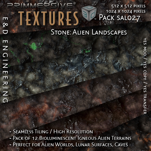 Second Life Marketplace - [SAL027] 12 512px and 1024px Bioluminescent Igneous Alien Terrain for ...