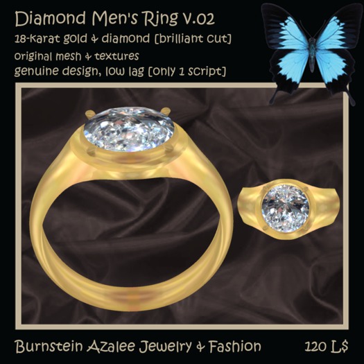 Second Life Marketplace - Diamond Gold Men's Ring v.02