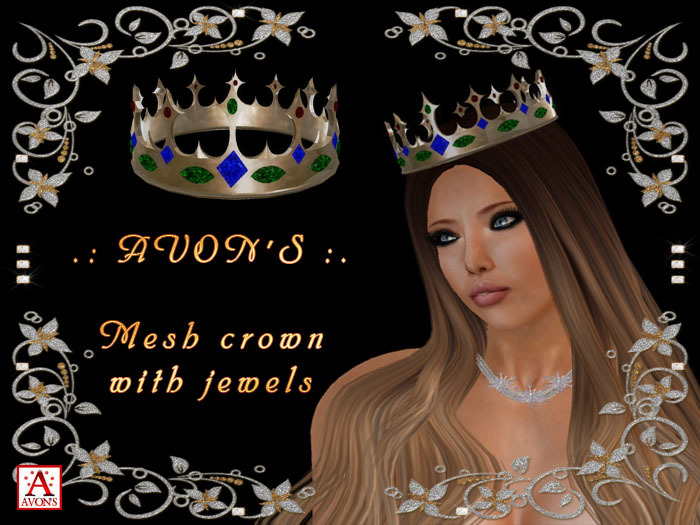 Second Life Marketplace - .:AVON'S:. Mesh crown with jewels