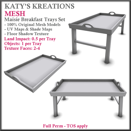 Second Life Marketplace - Full Perm MESH Breakfast Tray Maisie. Mesh ...