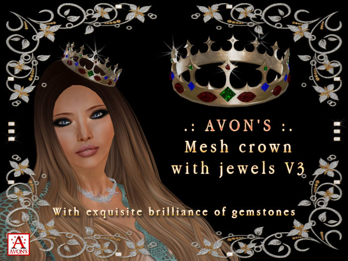 Second Life Marketplace - .:AVON'S:. Mesh crown with jewels V3