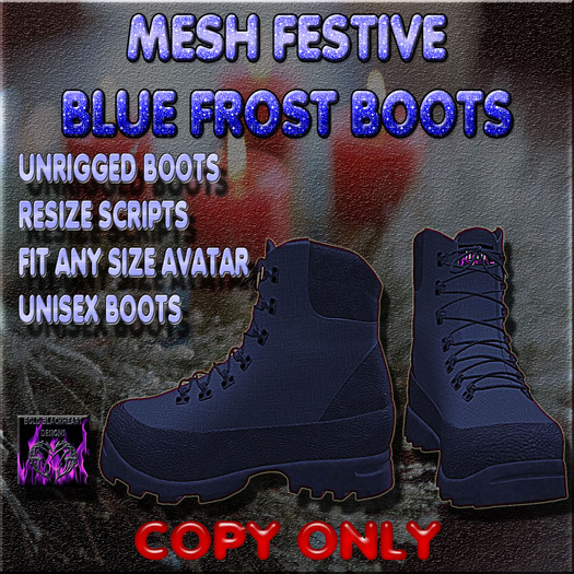 Second Life Marketplace - BBD - Mesh Festive Blue Frost Boots