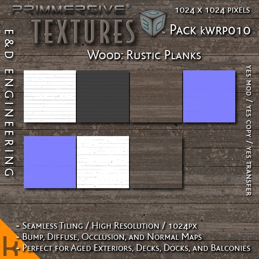Second Life Marketplace - [kWRP010] 1024px Aged Wooden Plank Textures with Bump, Diffuse ...