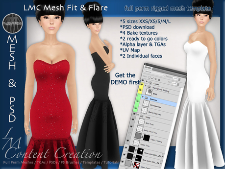 Second Life Marketplace - DEMO - LMC Mesh Templates - Fit & Flare ...