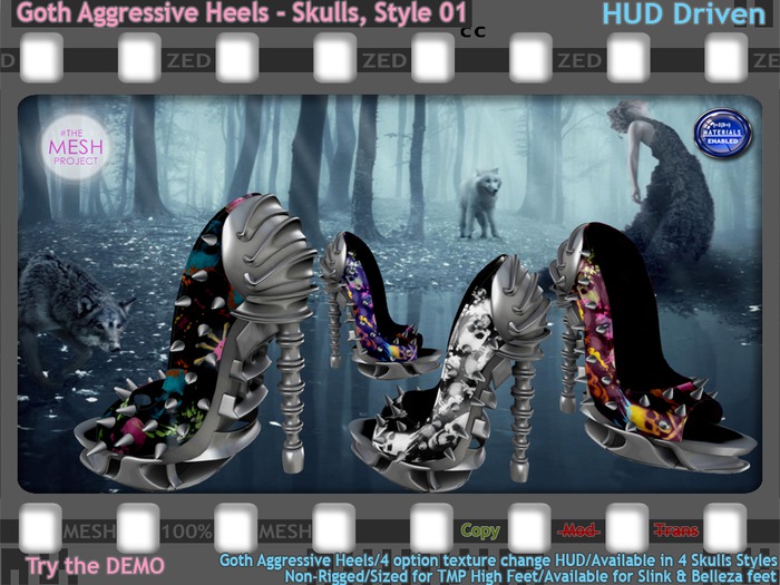 Second Life Marketplace - ::ZED::Goth Aggressive Heels for High # ...