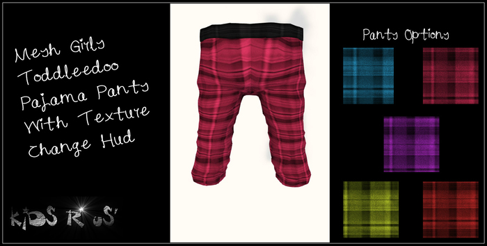 Second Life Marketplace - Boys R Us TD Pajama Pants Texture change