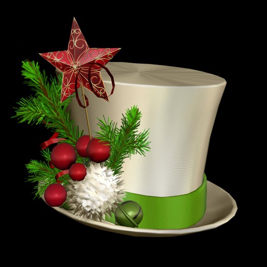 Second Life Marketplace - The Mad Hattery Holiday White Silk Top Hat
