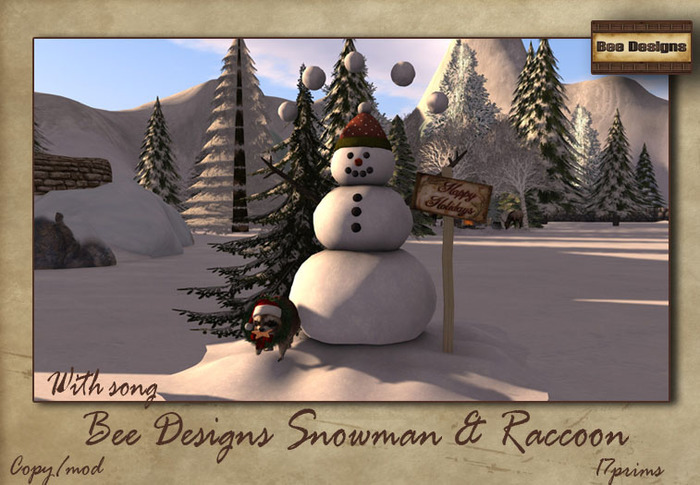 Second Life Marketplace - .: Bee Designs:. Snowman & Raccoon