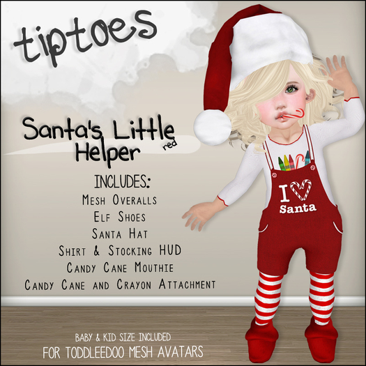 Second Life Marketplace - . tiptoes - Santa's Little Helper - Red