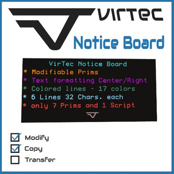 Second Life Marketplace - VirTec Events Board 8x64 Box