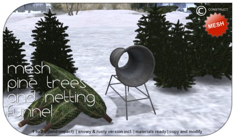 Second Life Marketplace - Construct - Mesh Pine Trees with netting funnel