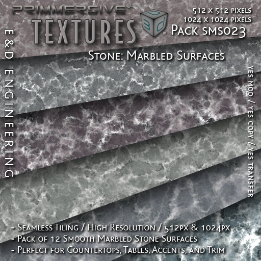 Second Life Marketplace - [SMS023] 12 512px and 1024px Marble Textures ...