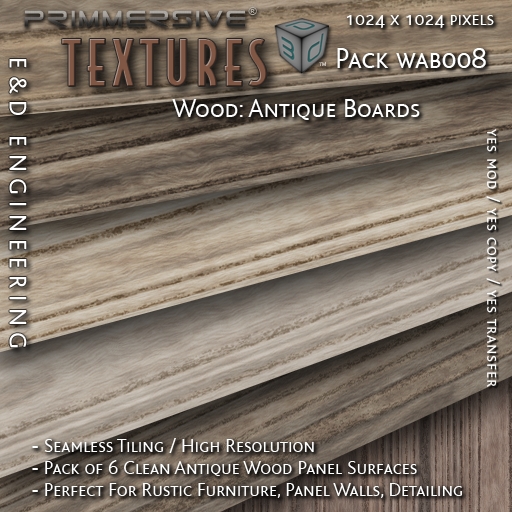 Second Life Marketplace - [WAB008] 6 1024px Smooth Sun Bleached Wood ...