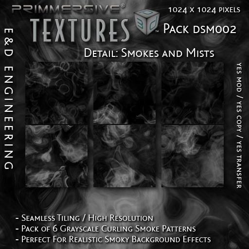 Second Life Marketplace - E&D ENGINEERING: Textures - Detail Smokes and ...