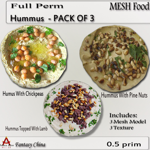Second Life Marketplace - Fantasy China Mesh Hummus - PACK OF 3 full perm